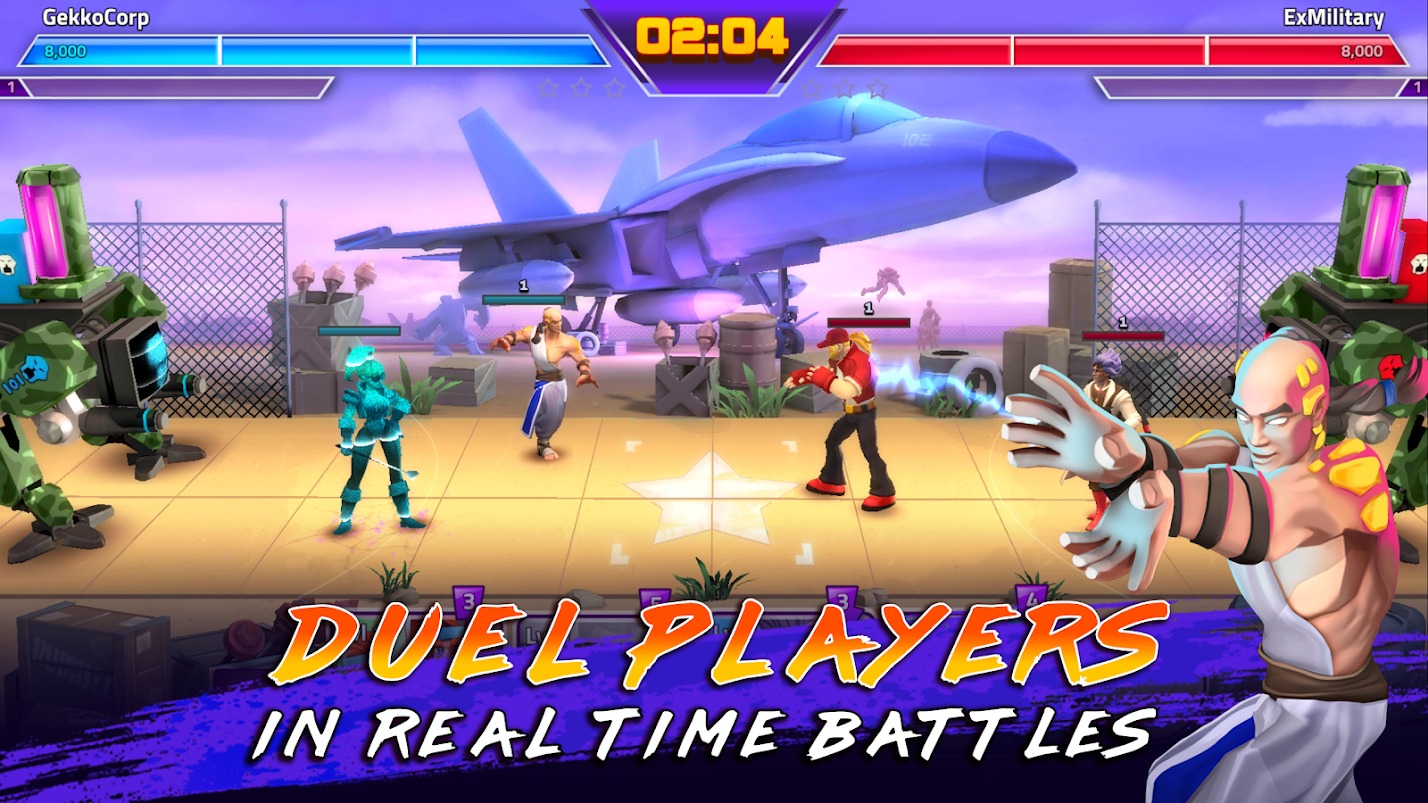 Experience 80's Neon PvP in Rumble Heroes - Touch, Tap, Play