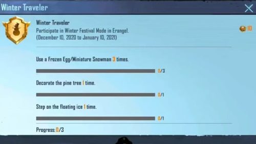 PUBG Mobile: How to complete Winter Traveler Achievement - Touch, Tap, Play