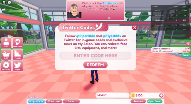 Roblox My Salon Codes - Touch, Tap, Play