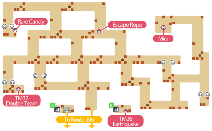 Pokémon Brilliant Diamond and Shining Pearl: Wayward Cave Map - Touch ...