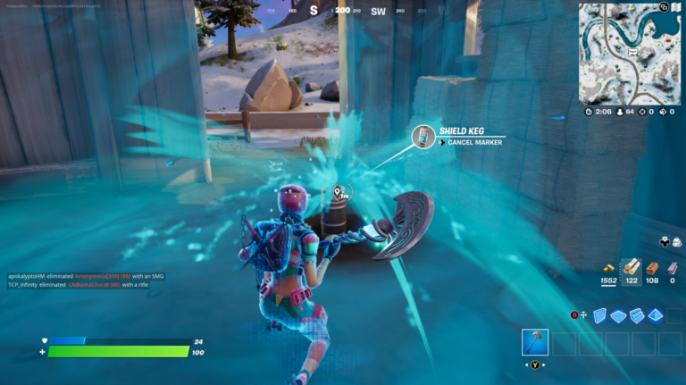 Using a Shield Keg in Fortnite (screenshot by Touch Tap Play)
