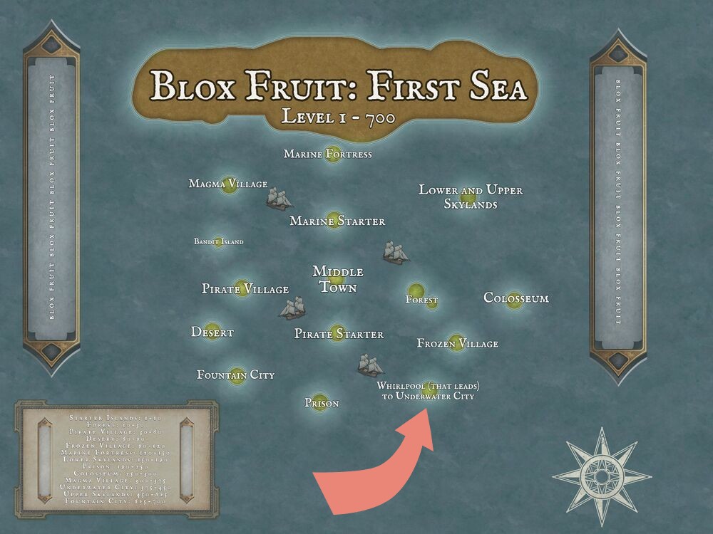 Where is the Underwater City in Blox Fruits? Underwater City Map ...
