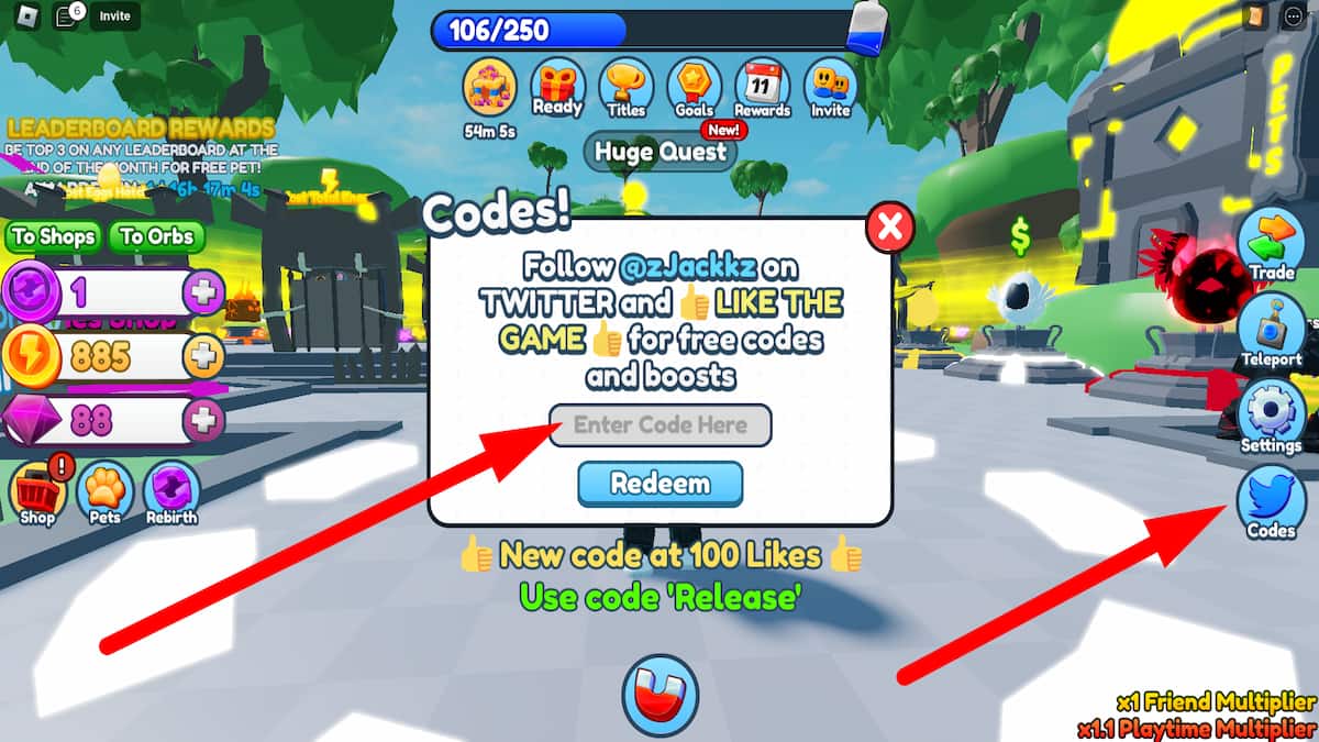 Energy Simulator Codes (August 2023) - Touch, Tap, Play