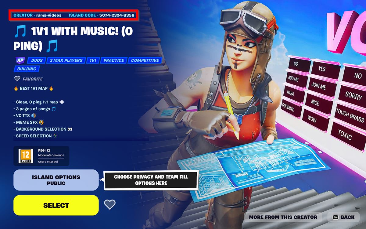 Best Fortnite 1 Vs. 1 Map Codes - Touch, Tap, Play