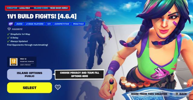 Best Fortnite 1 Vs. 1 Map Codes - Touch, Tap, Play