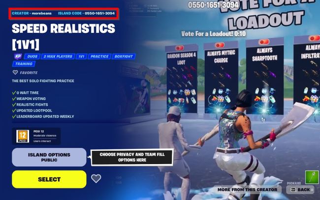 Best Fortnite 1 Vs. 1 Map Codes - Touch, Tap, Play