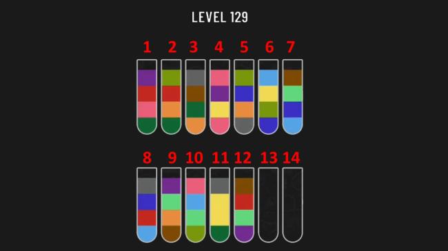 How to Beat Water Sort Level 129 - Touch, Tap, Play