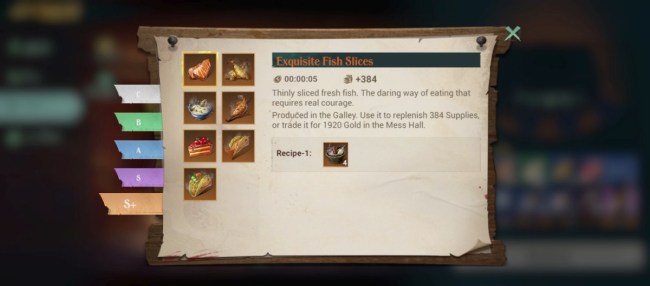 All Sea of Conquest Recipes | Cooking and Distillery Recipes Guide ...