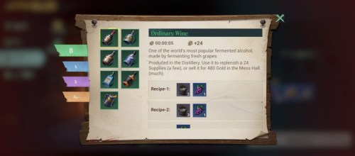 All Sea of Conquest Recipes | Cooking and Distillery Recipes Guide ...